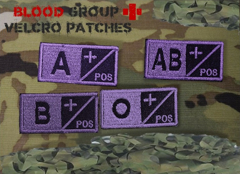 Purple Color Blood Group Embroidery Patch — G MILITARY