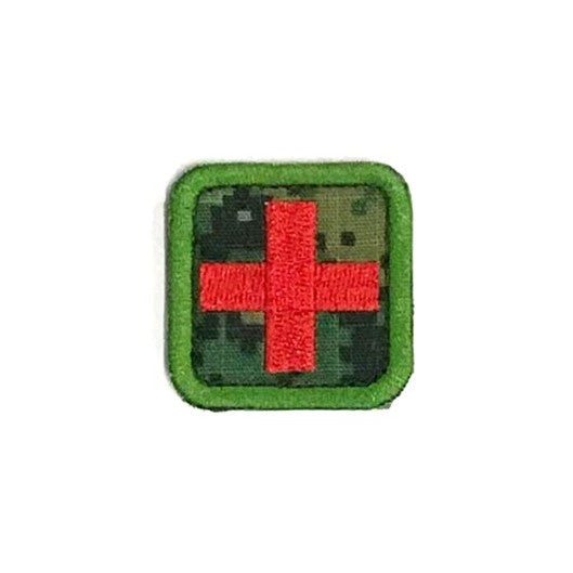 Pixelise Green Medic Square Patch , Green border — G MILITARY